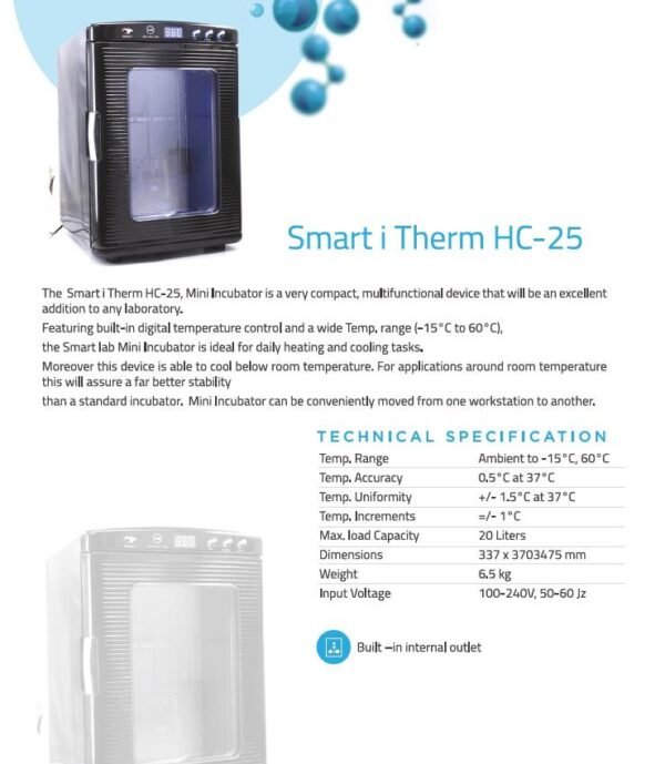 Mini Incubator – Smart I Therm HC 25 - Quicklab Services Private Limited